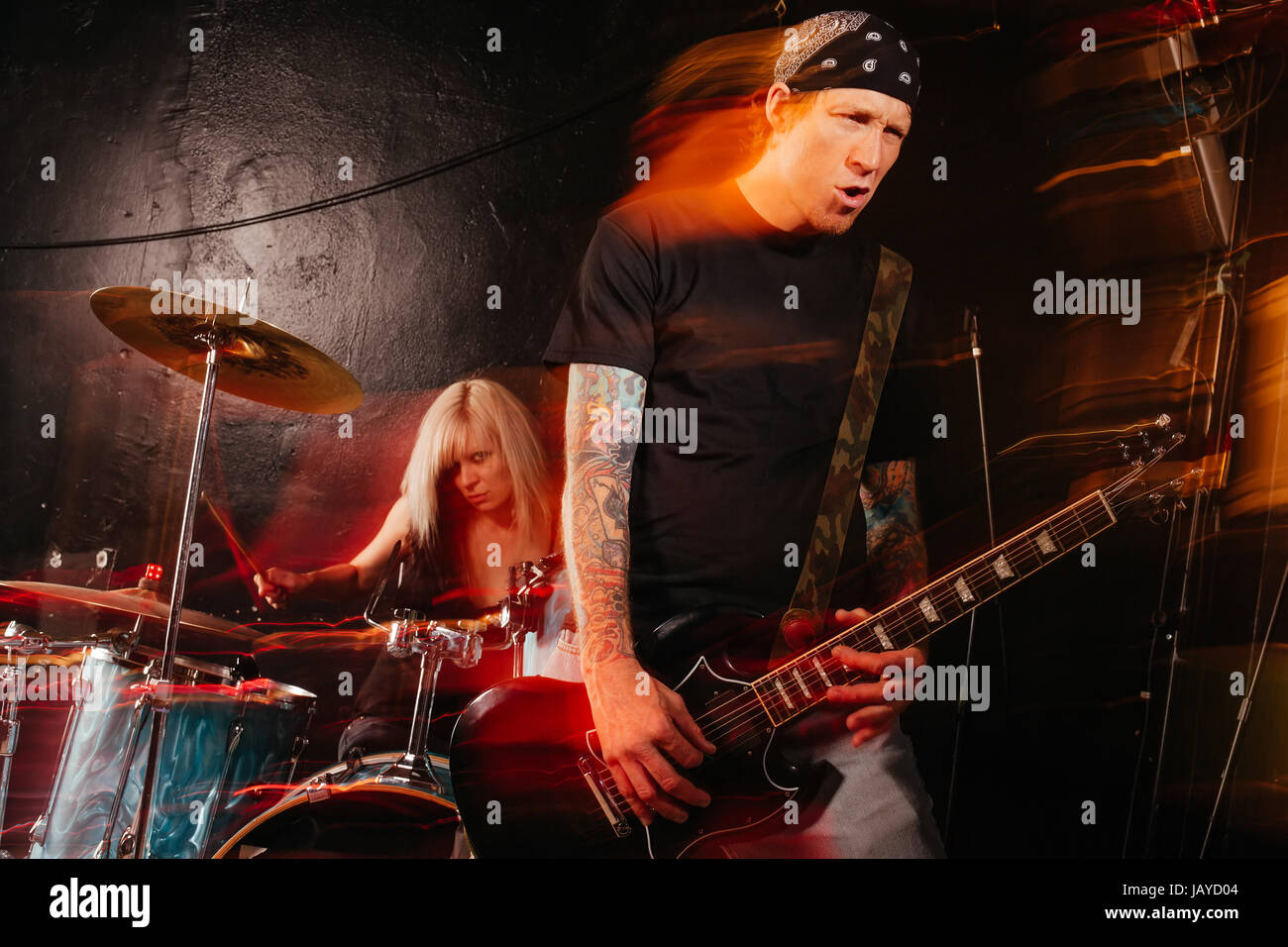 Slow motion drummer band play hi-res stock photography and images - Alamy