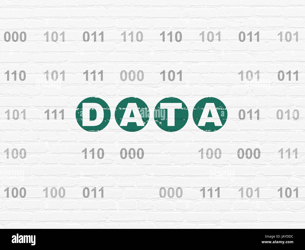 Data concept: Painted green text Data on White Brick wall background ...