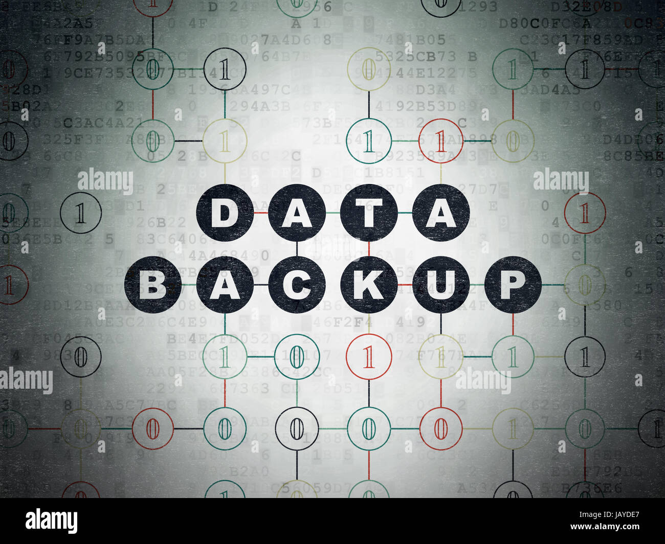 Information concept: Painted black text Data Backup on Digital Data Paper background with Binary ...
