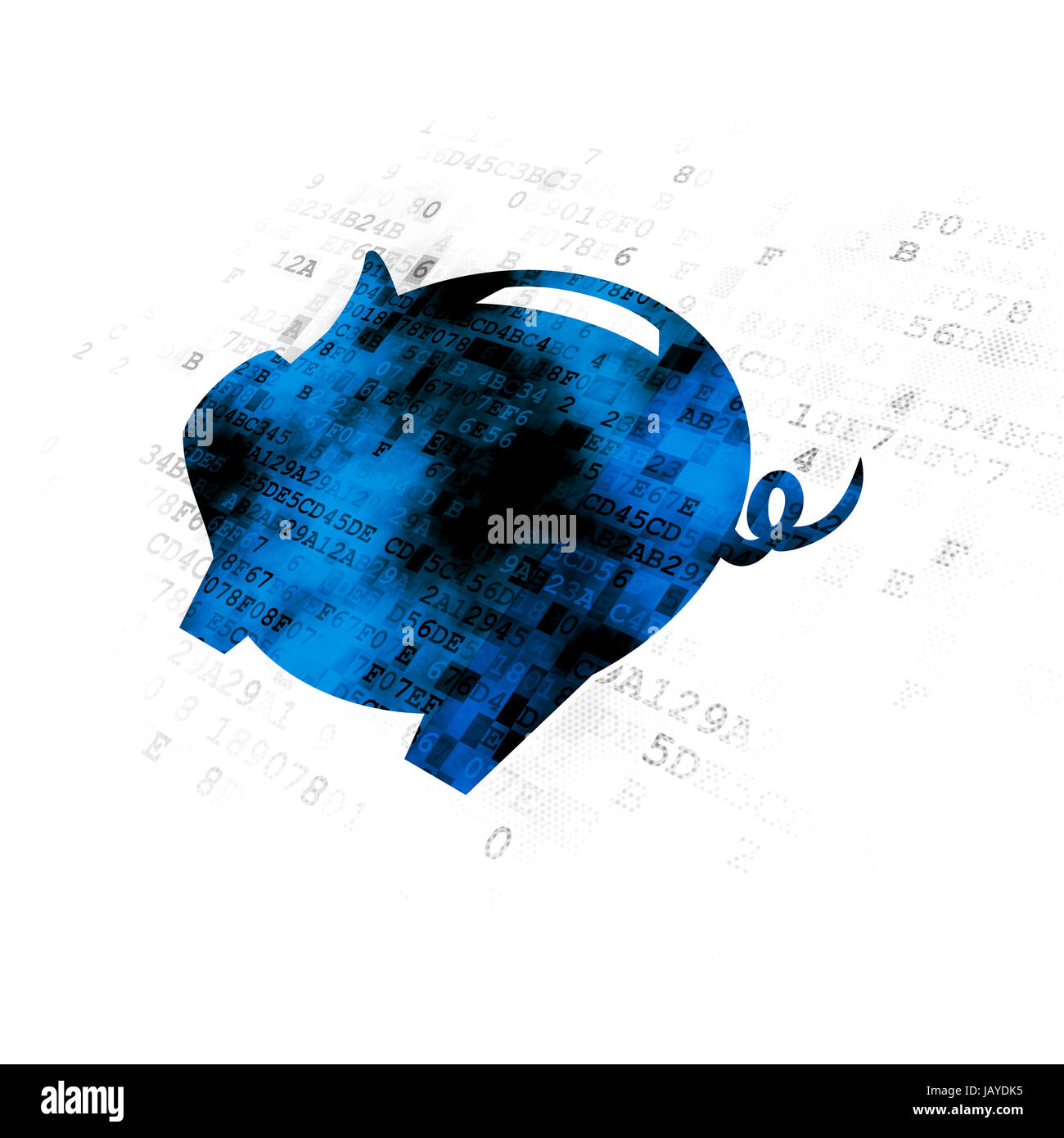 Currency concept: Pixelated blue Money Box icon on Digital background ...