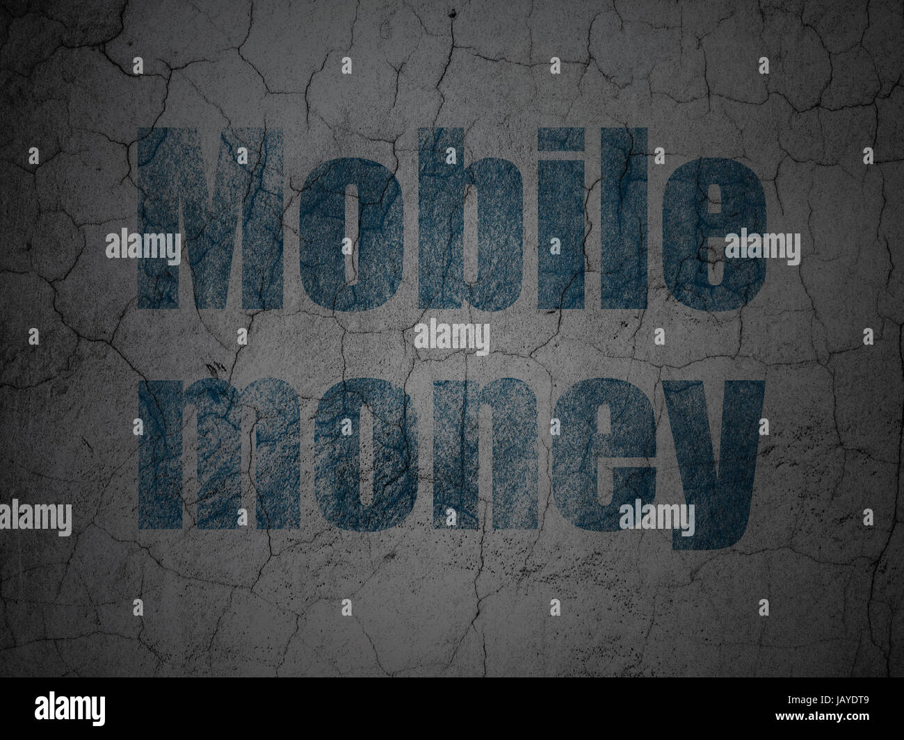 Money concept: Blue Mobile Money on grunge textured concrete wall ...