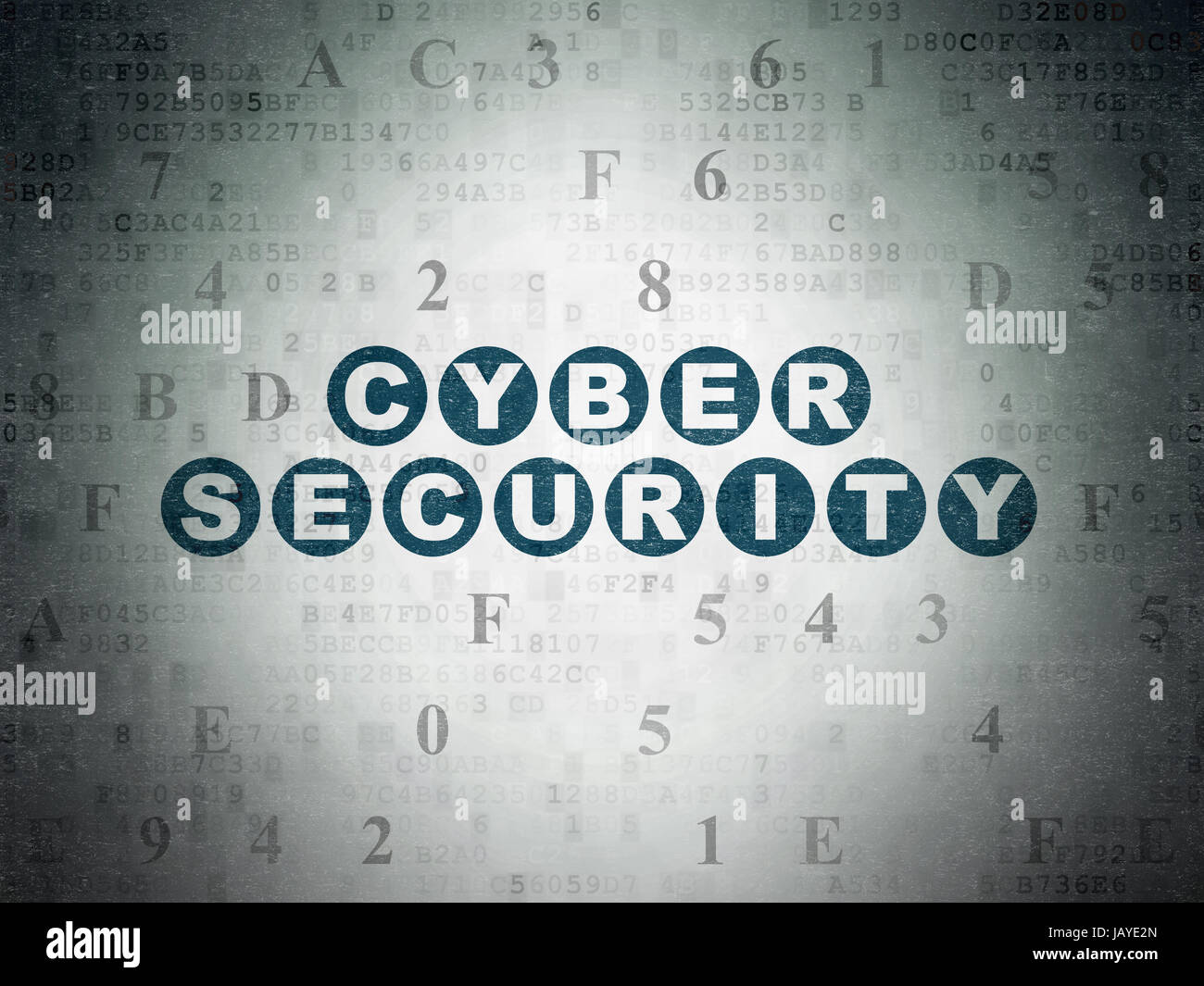 Security concept: Painted blue text Cyber Security on Digital Data Paper background with ...