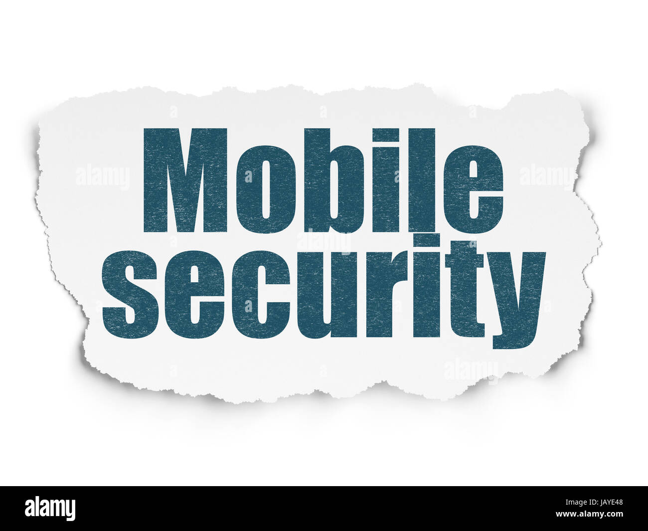 Protection concept: Painted blue text Mobile Security on Torn Paper background with Binary Code ...