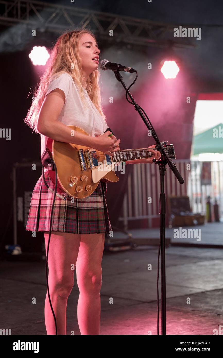 Laurel performing at Wychwood Festival, Cheltenham, UK Stock Photo - Alamy