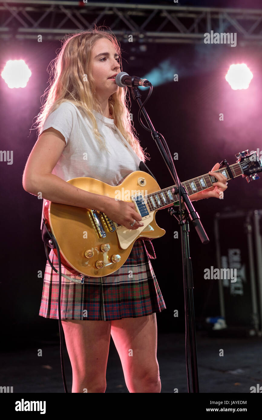 Laurel performing at Wychwood Festival, Cheltenham, UK Stock Photo - Alamy