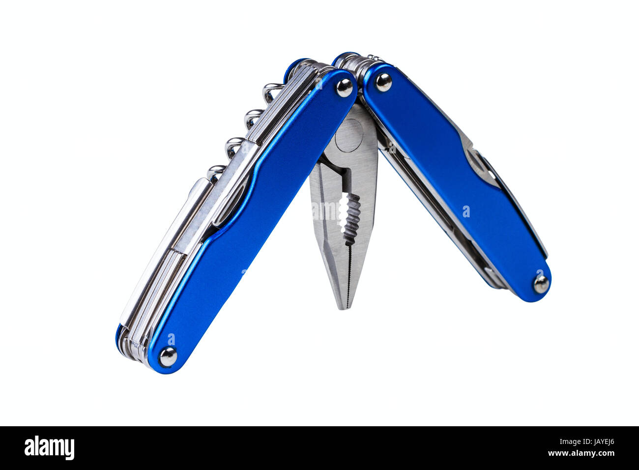 steel folding multitool isolated on white background Stock Photo - Alamy