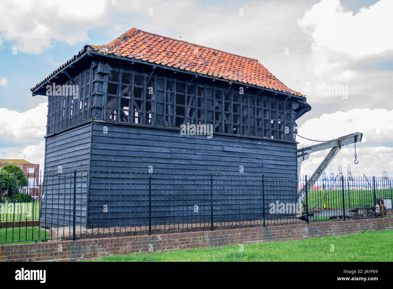 Treadwheel crane, 1667, Harwich Essex England Stock Photo - Alamy