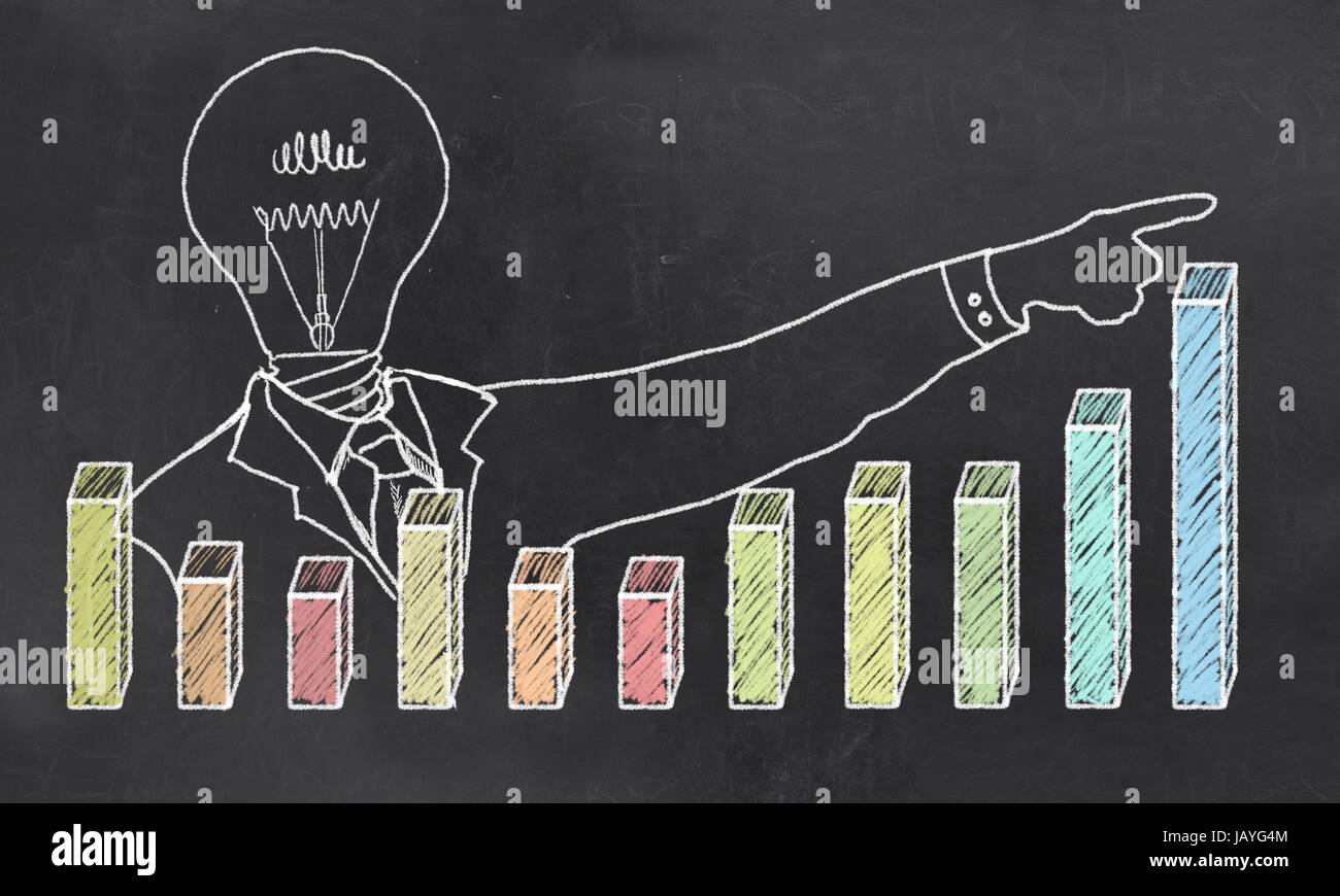 Growth with Creative Businessman showing Positive Graph Stock Photo - Alamy