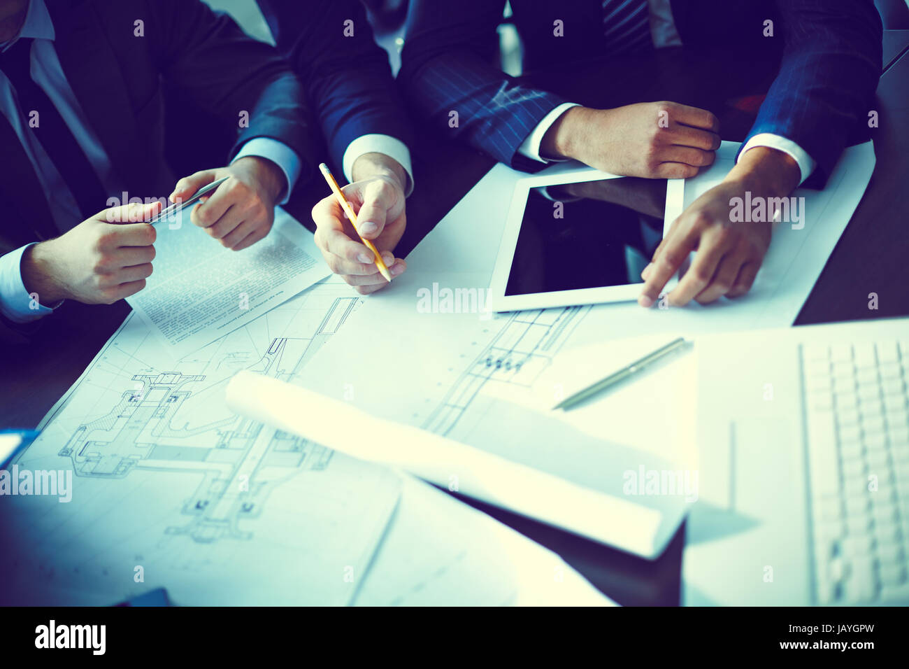 Image of human hands during discussion at meeting Stock Photo - Alamy