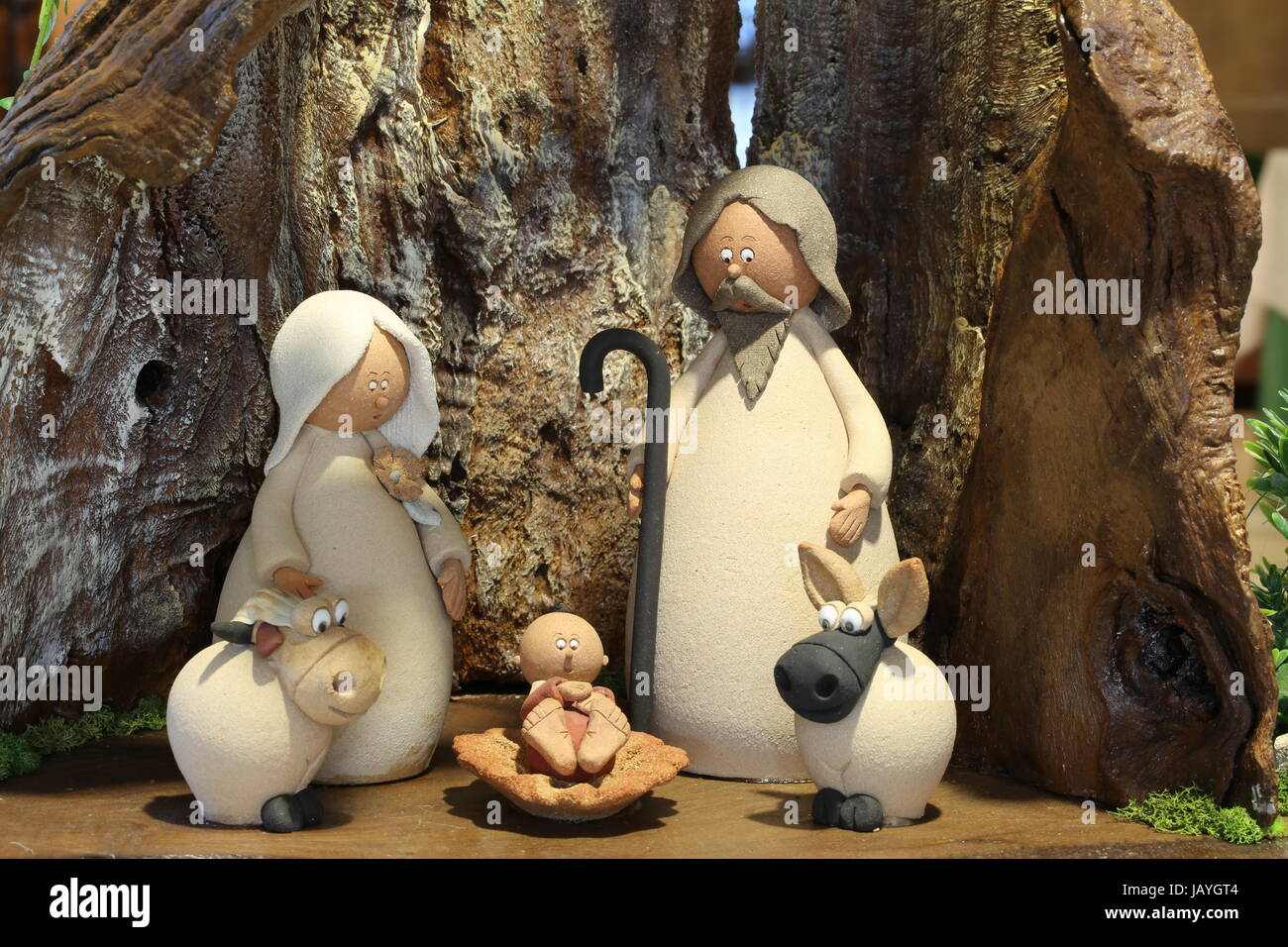 nativity scene with the Holy Family and the baby Jesus Stock Photo - Alamy