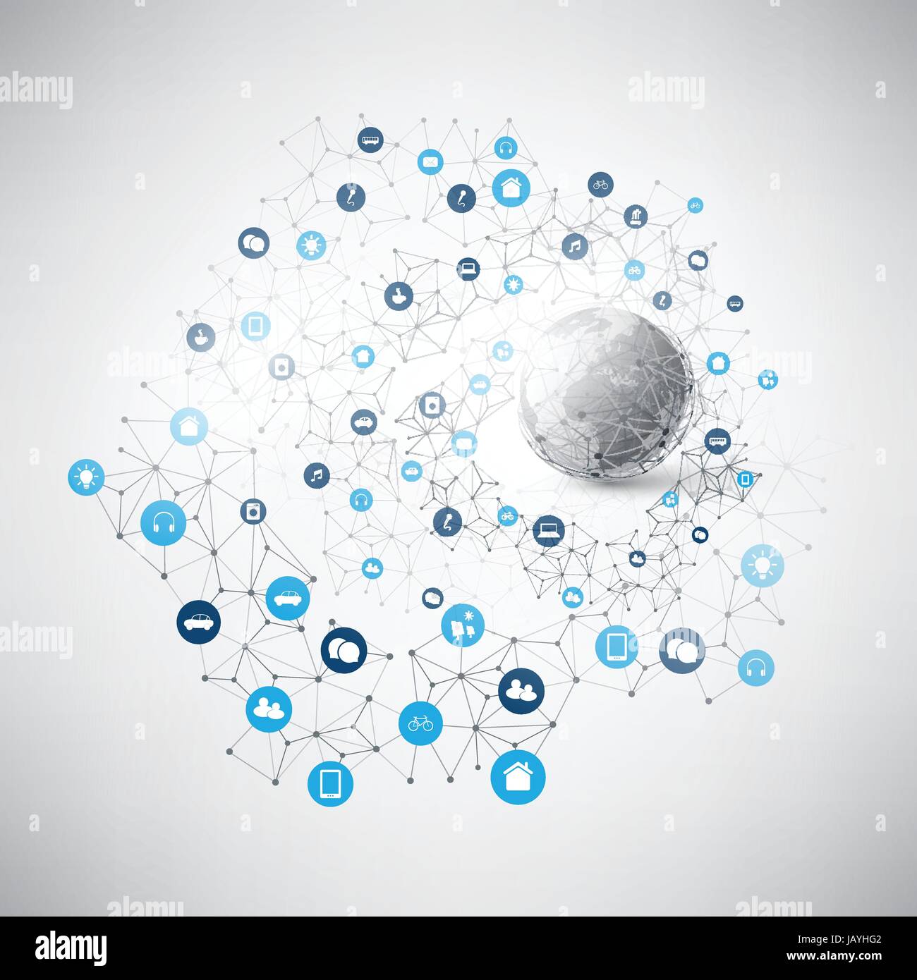 Internet of Things, Cloud Computing Design Concept with Icons - Digital Network Connections ...