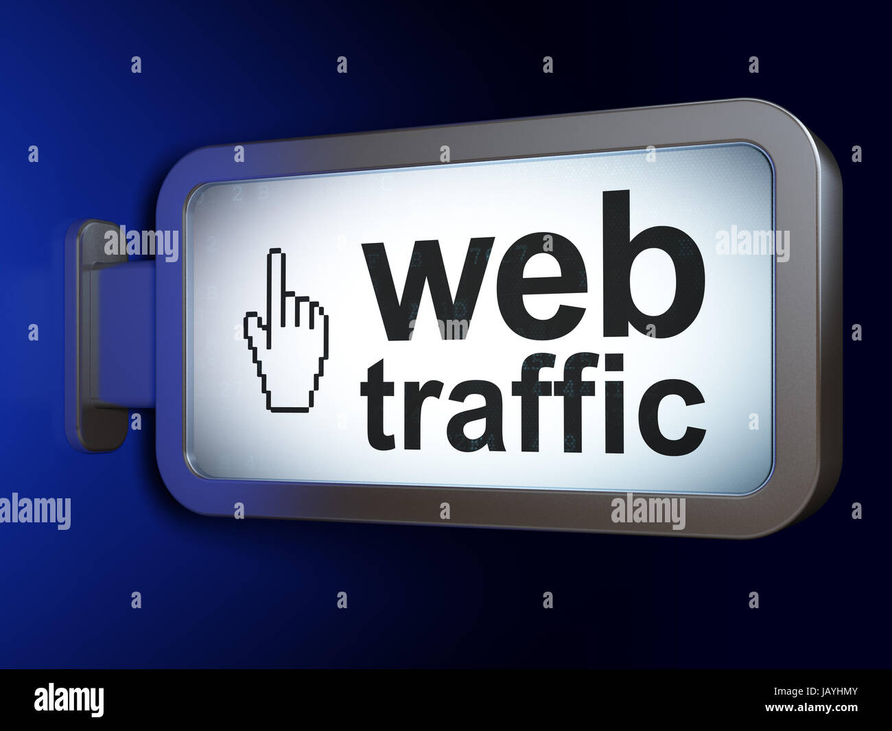 Web development concept: Web Traffic and Mouse Cursor on advertising billboard background, 3D ...