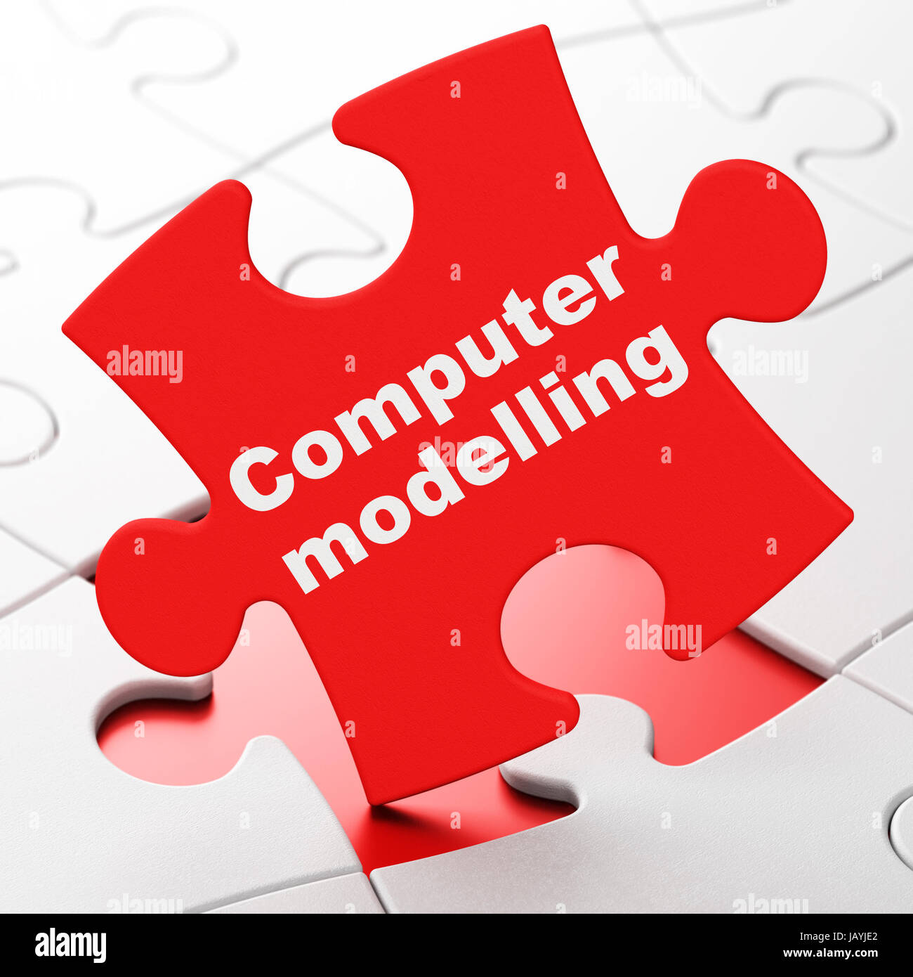 Science concept: Computer Modelling on Red puzzle pieces background, 3D ...