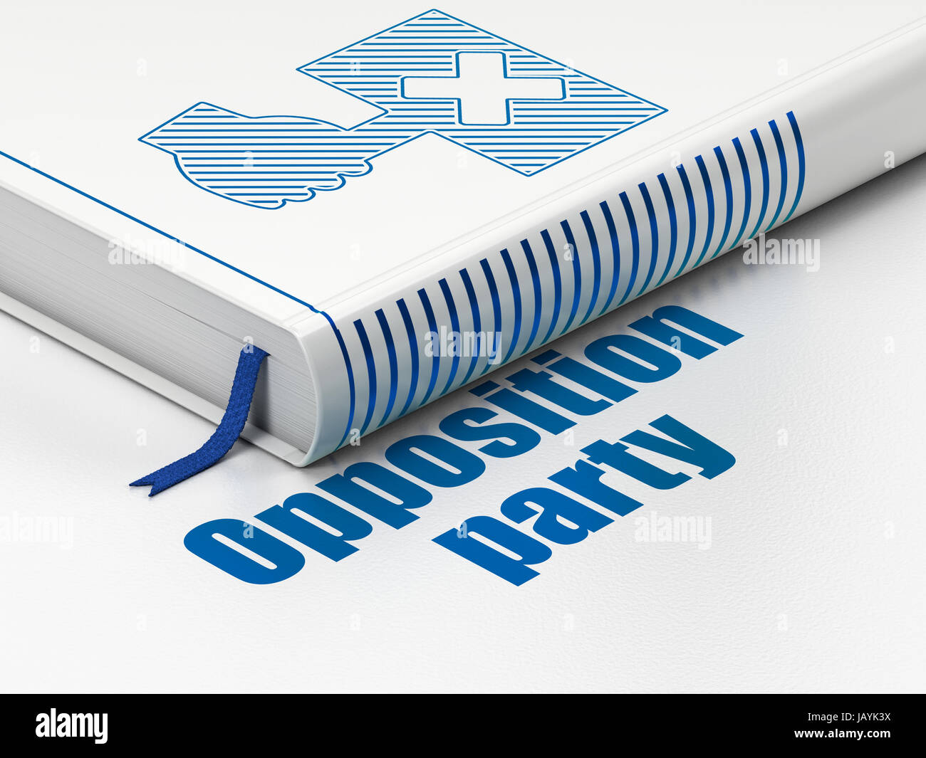 Political concept: closed book with Blue Protest icon and text ...