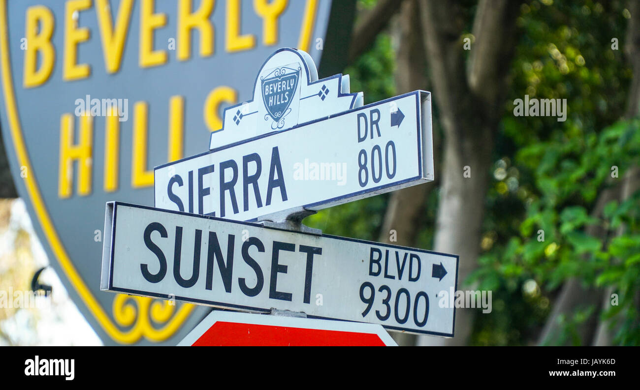 Street signs at Beverly Hills - LOS ANGELES - CALIFORNIA Stock Photo ...