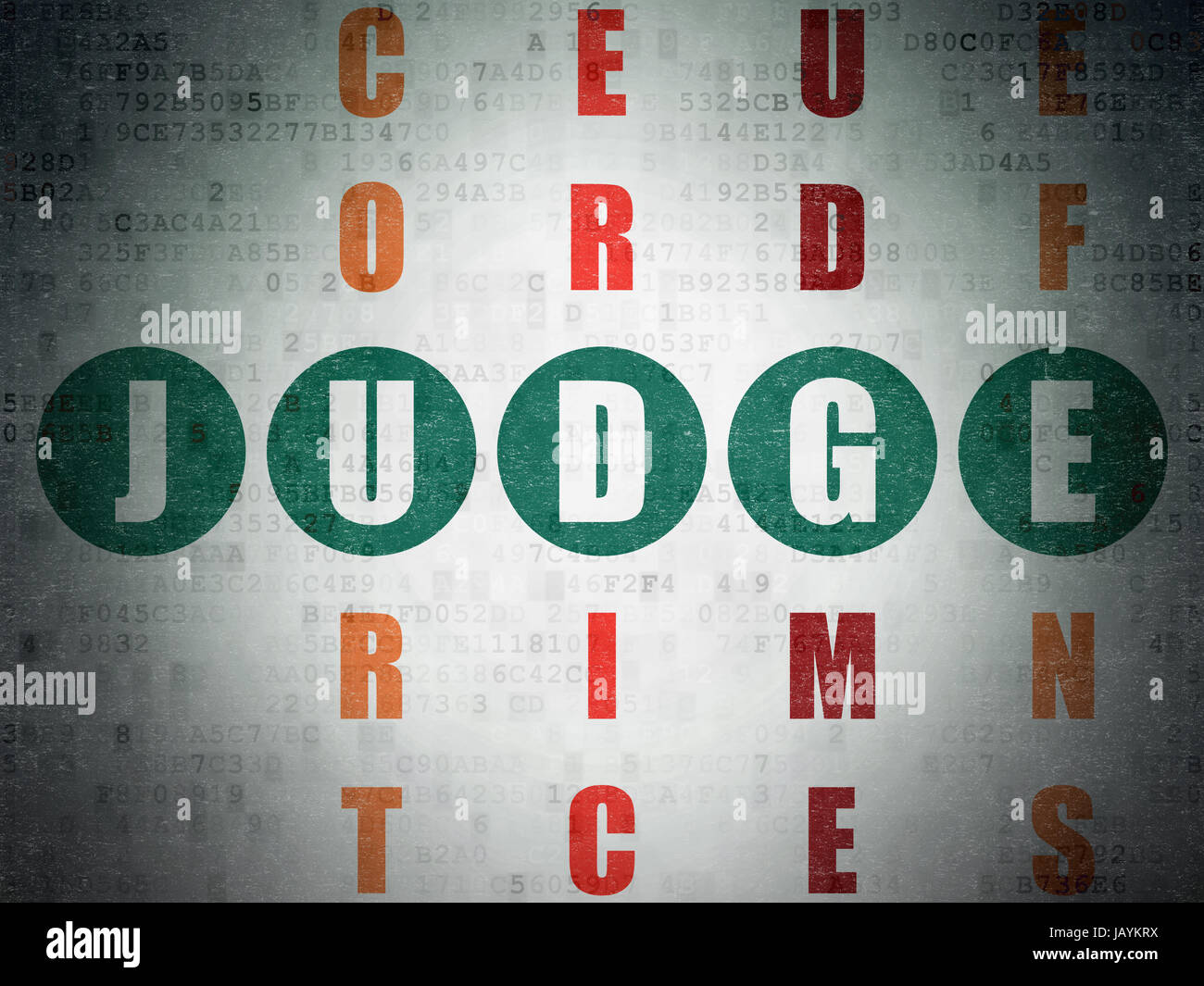 Law concept: Painted green word Judge in solving Crossword Puzzle on ...