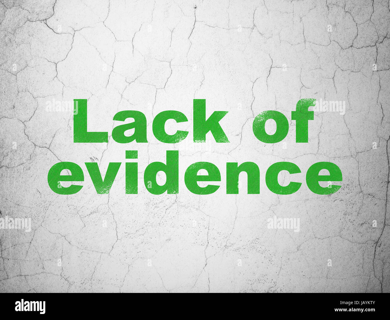 Law concept: Green Lack Of Evidence on textured concrete wall ...