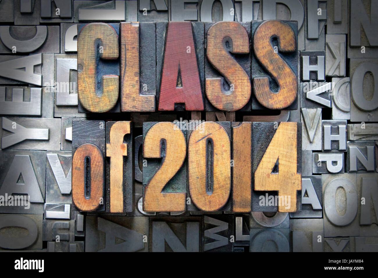 Class of 2014 written in vintage letterpress type Stock Photo - Alamy