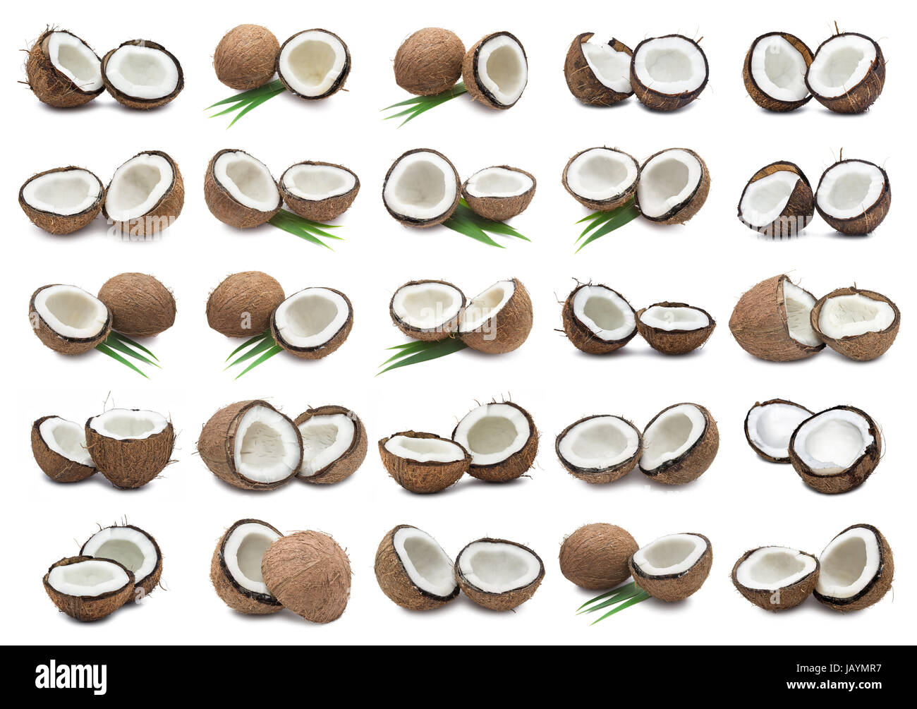 Collection of fresh coconuts isolated on white background Stock Photo ...