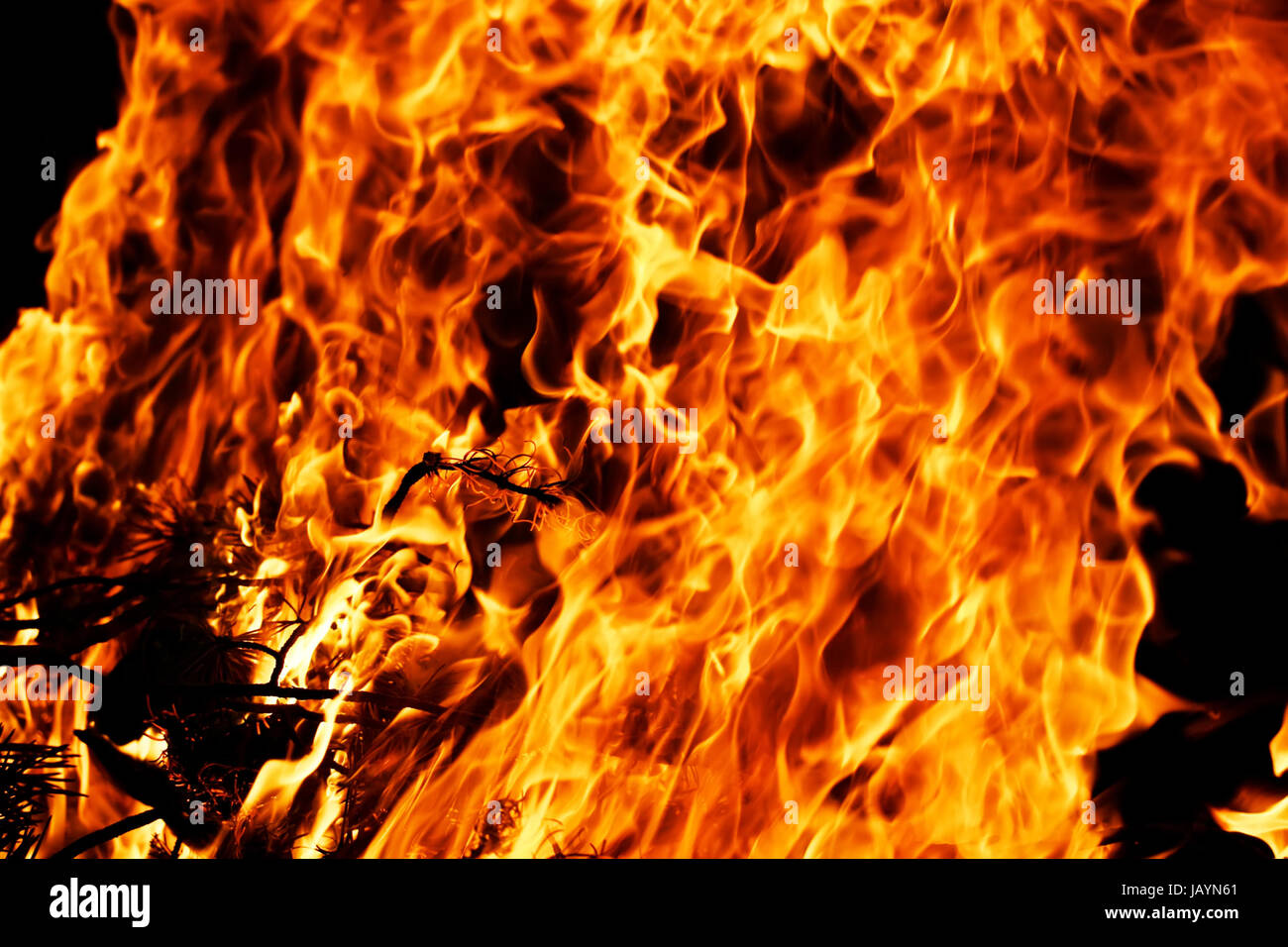 Beautiful yellow and orange hot fire on black background Stock Photo ...