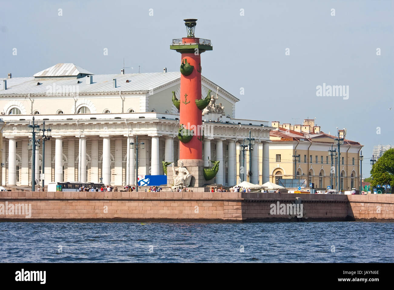 Rostral Columns on Vasilevsky Island, Saint Petersburg, Russia Stock ...