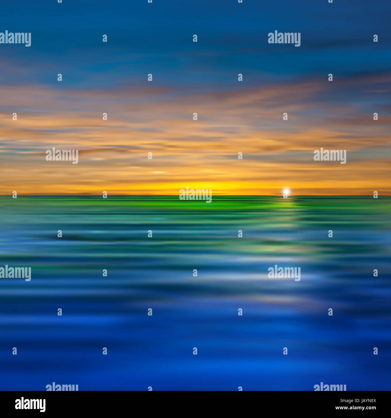abstract blue background with clouds and sea sunrise Stock Photo - Alamy