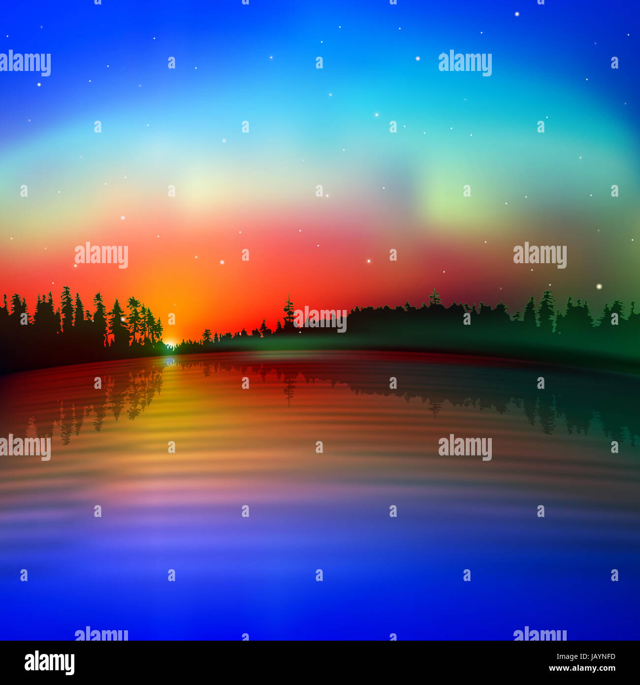 abstract nature background with red sunset and forest Stock Photo - Alamy