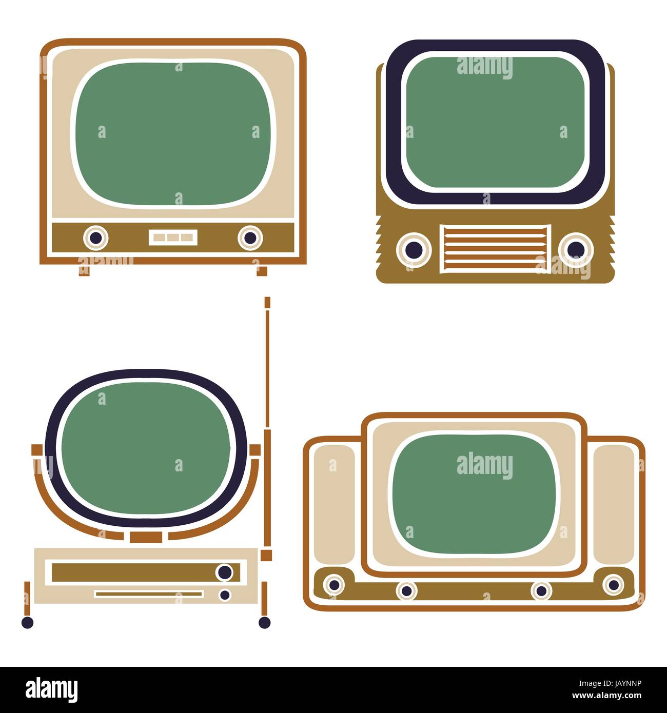 Old TV. Vintage Vector Set Stock Vector Image & Art - Alamy