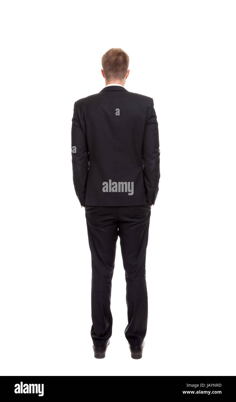 Back view of a businessman isolated on white Stock Photo - Alamy
