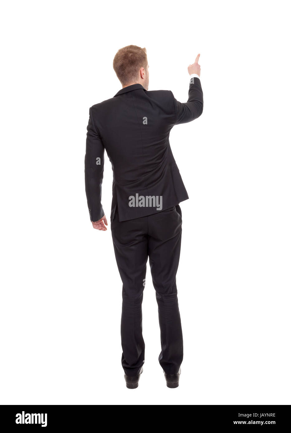 Back view of a business man pointing finger Stock Photo - Alamy