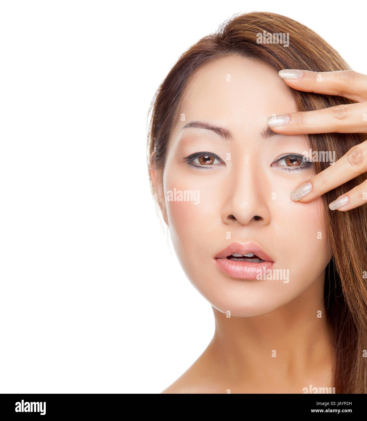 Thai beauty with perfect skin isolated on white Stock Photo - Alamy