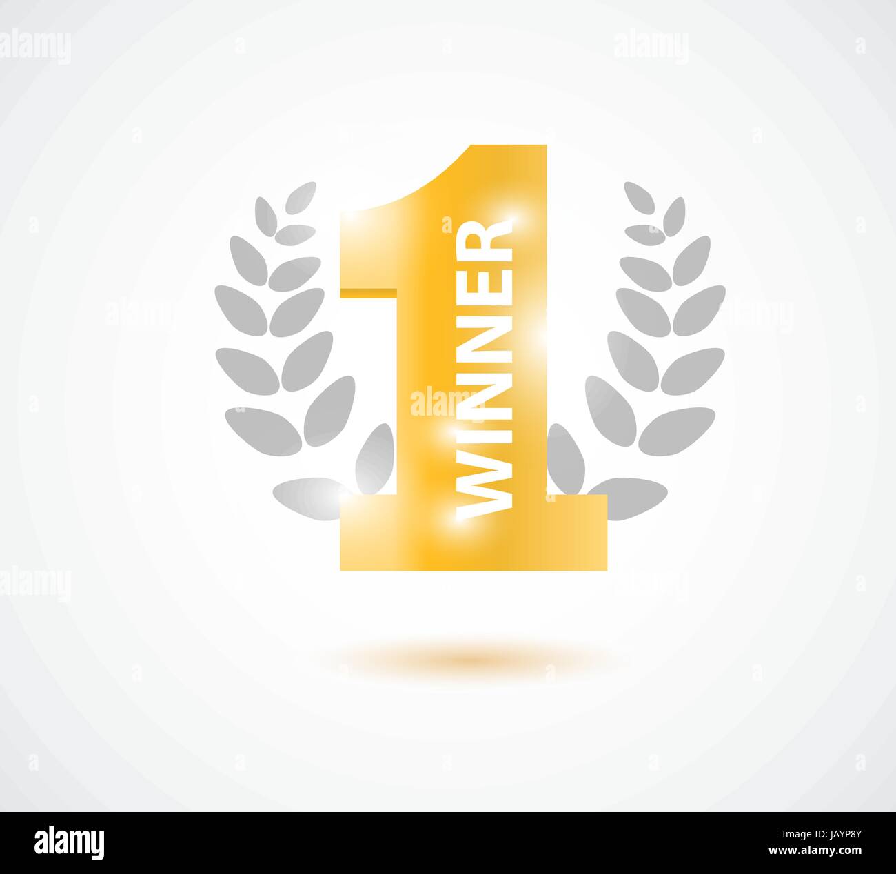 Winner, number one background with olive branch and confetti on white ...