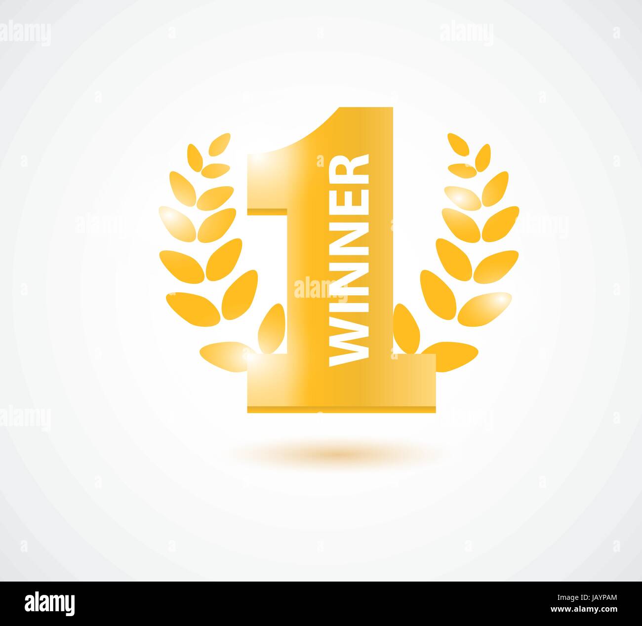 Winner, number one background with olive branch and confetti on white ...