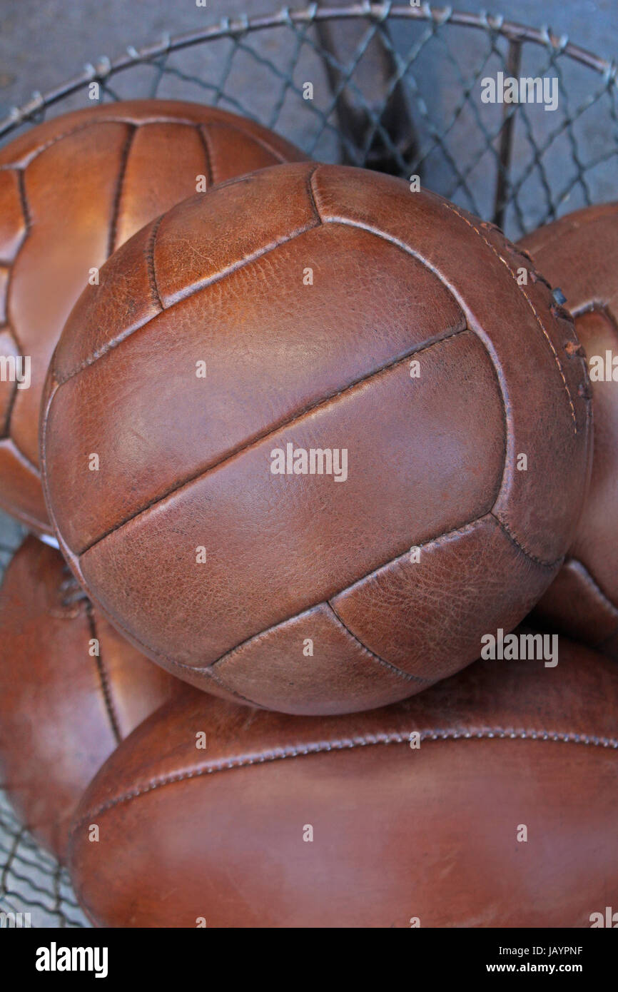 Old leather balls hi-res stock photography and images - Alamy
