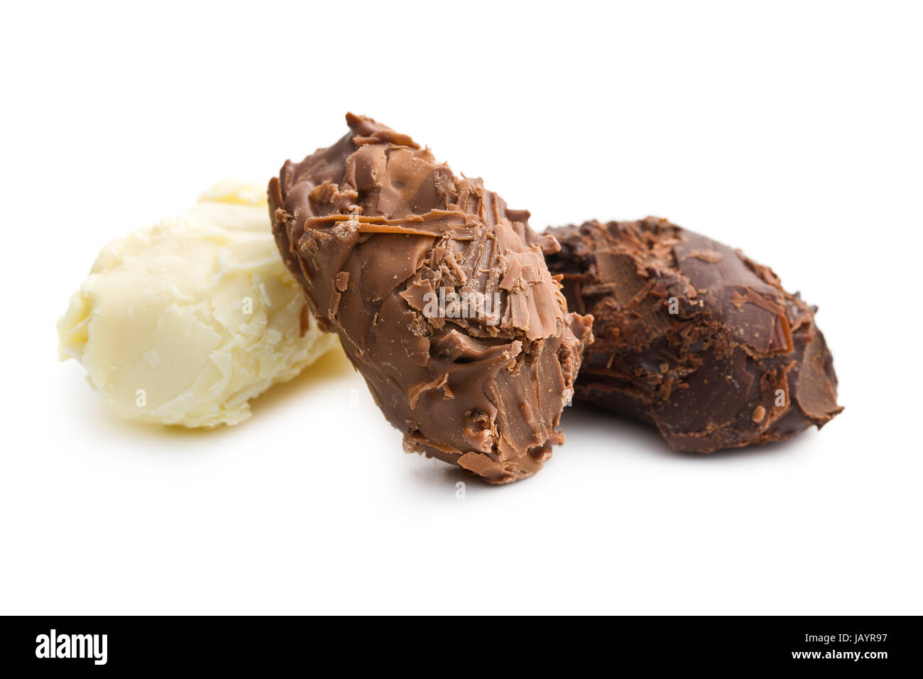 mix of chocolate truffles on white background Stock Photo - Alamy