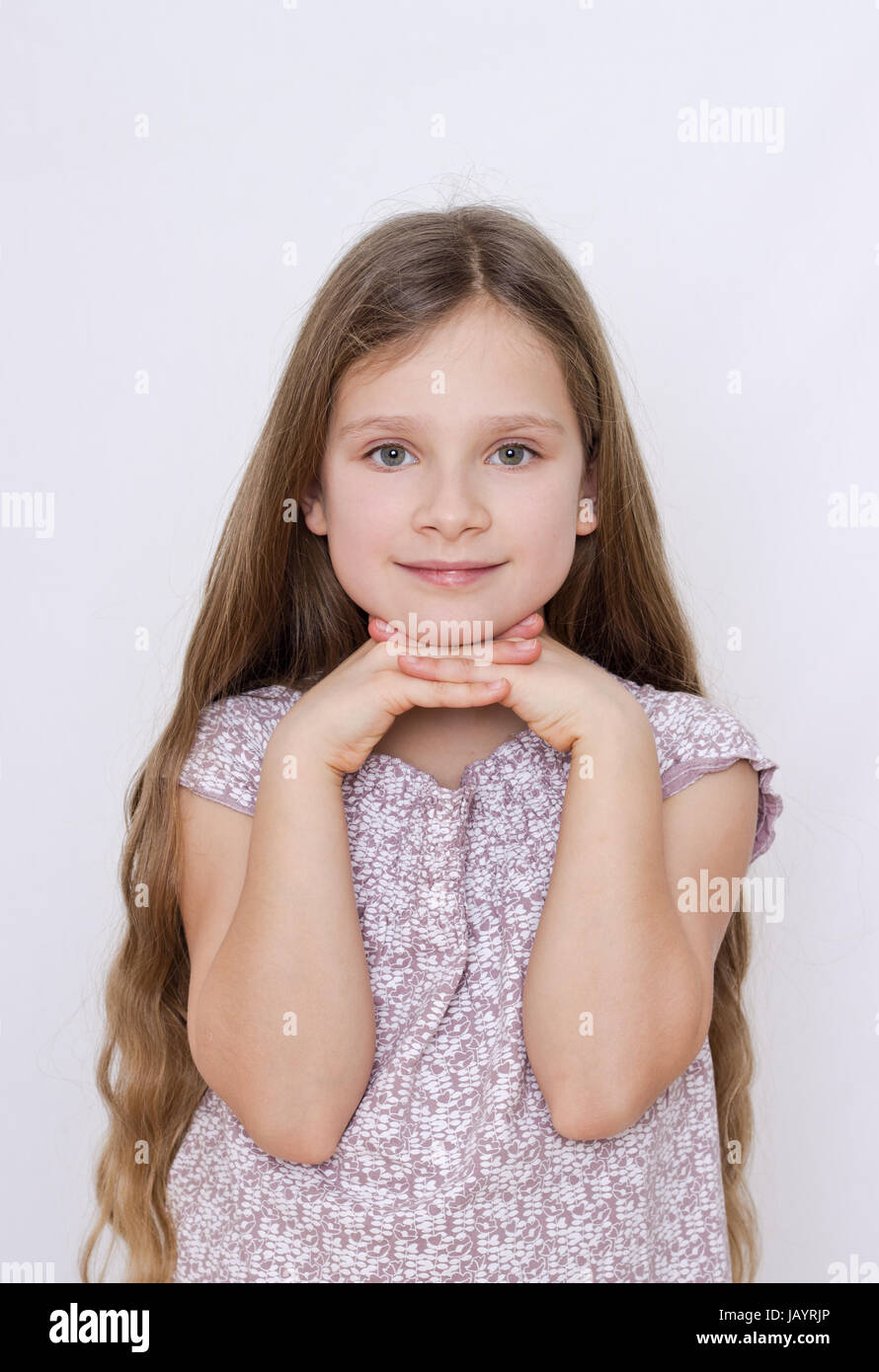 Child laughs face hands hi-res stock photography and images - Alamy