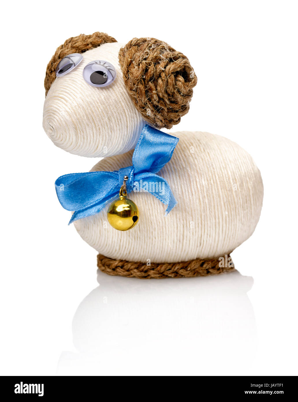 Easter lamb with blue bow on the white background Stock Photo - Alamy