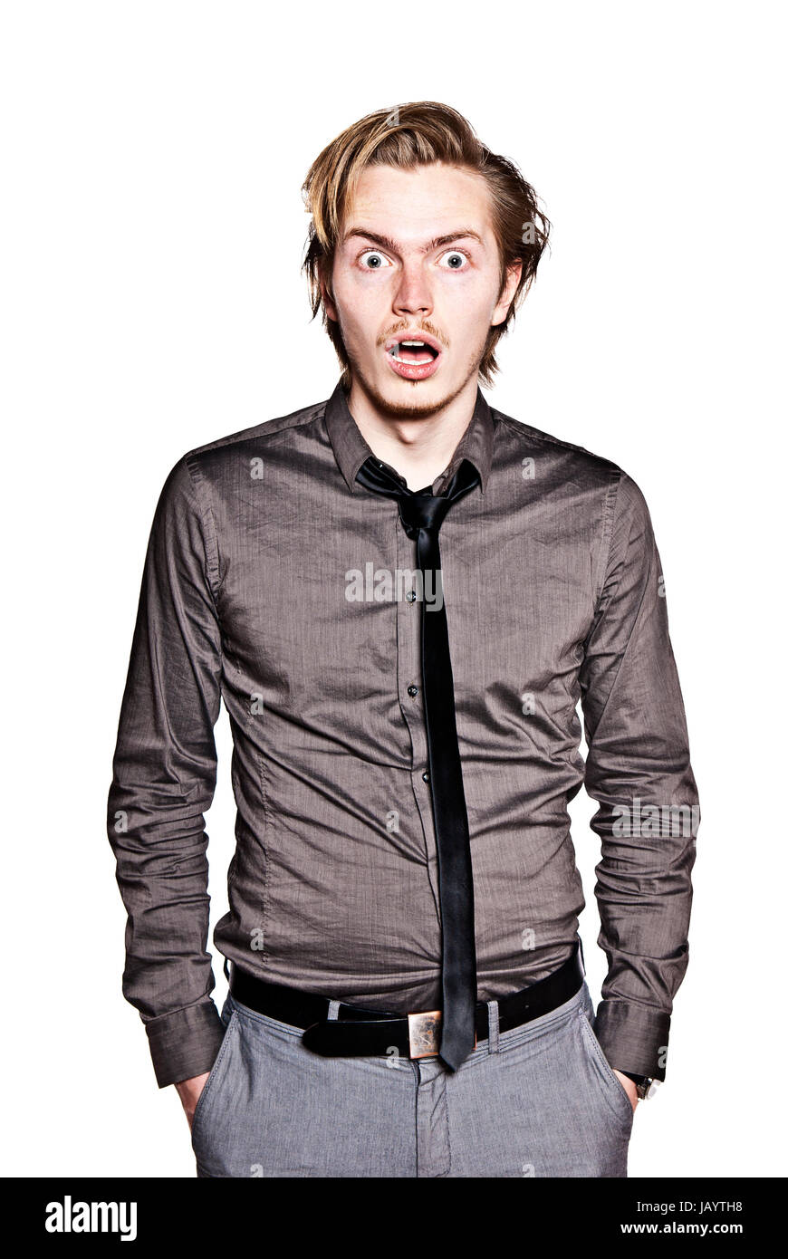 Young man expression portrait. Studio photo of shocked young man Stock ...