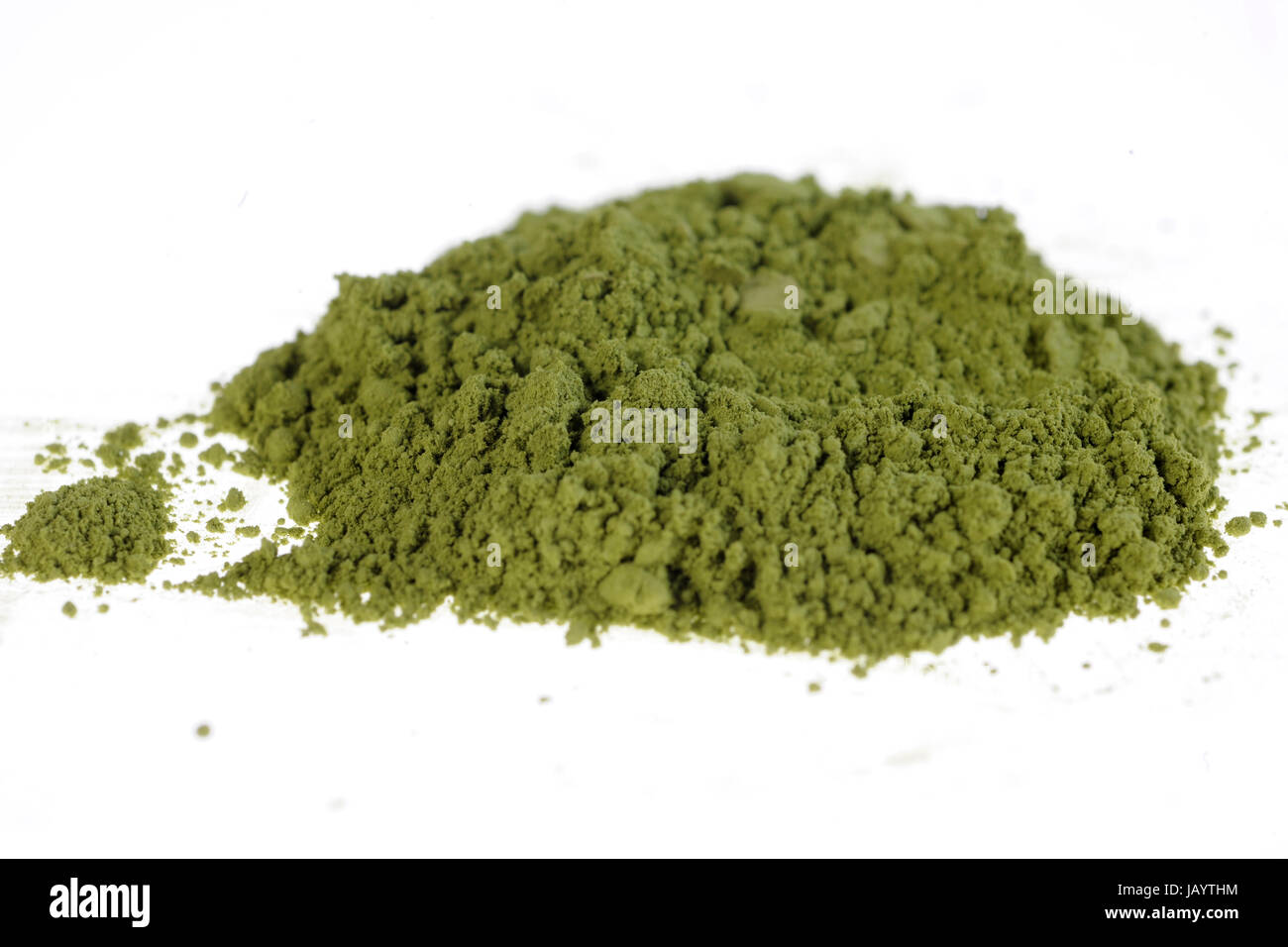 matcha powder green tea with white background Stock Photo - Alamy