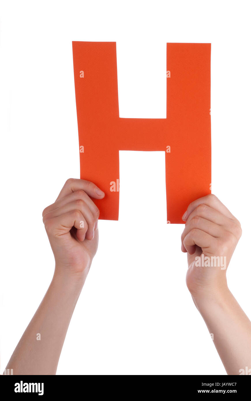 Two Hands Hold an Orange H, Isolated Stock Photo - Alamy