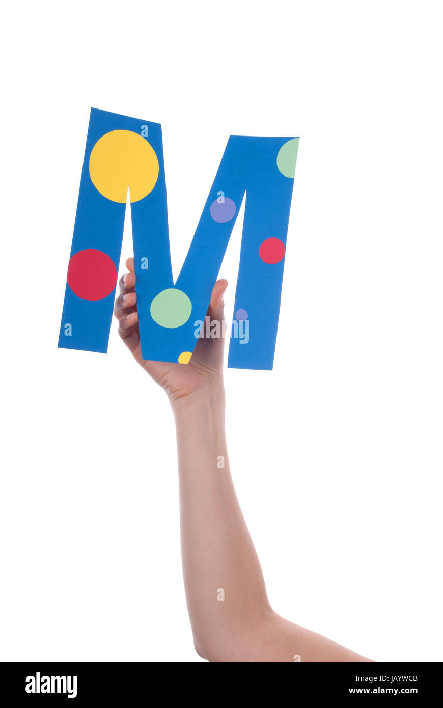 A Hand Holding a Colorful M, Isolated Stock Photo - Alamy