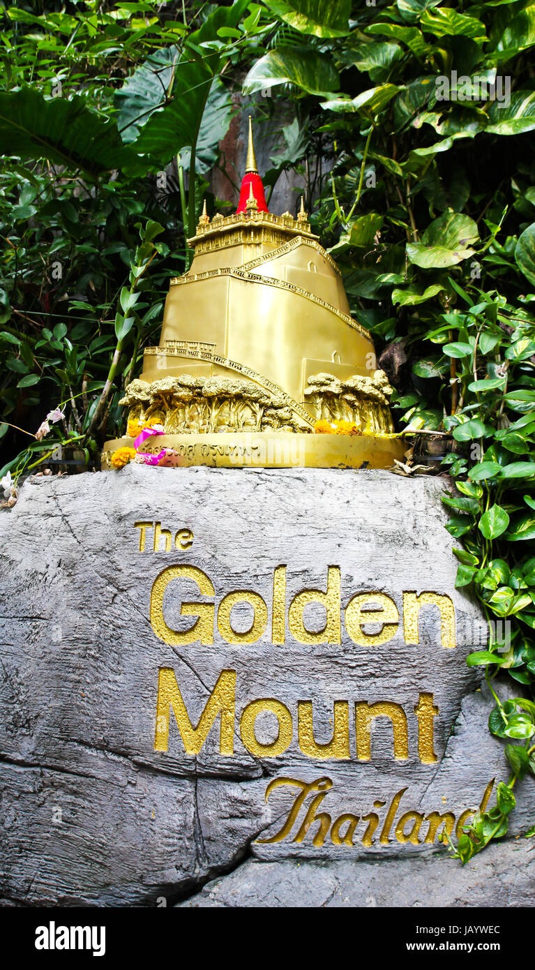 Golden mountain temple sign Stock Photo - Alamy