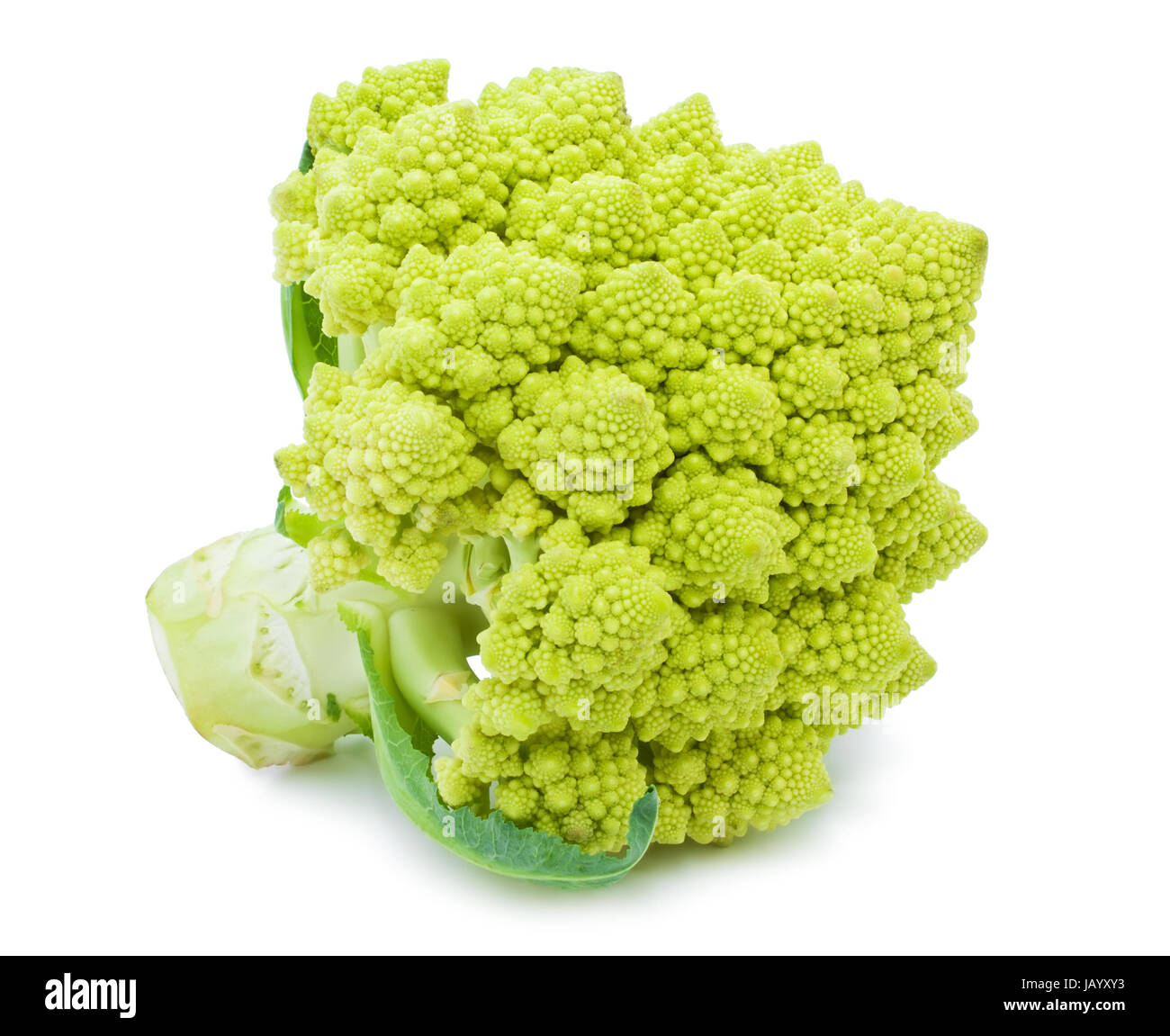 Green Romanesco broccoli isolated on white background Stock Photo - Alamy