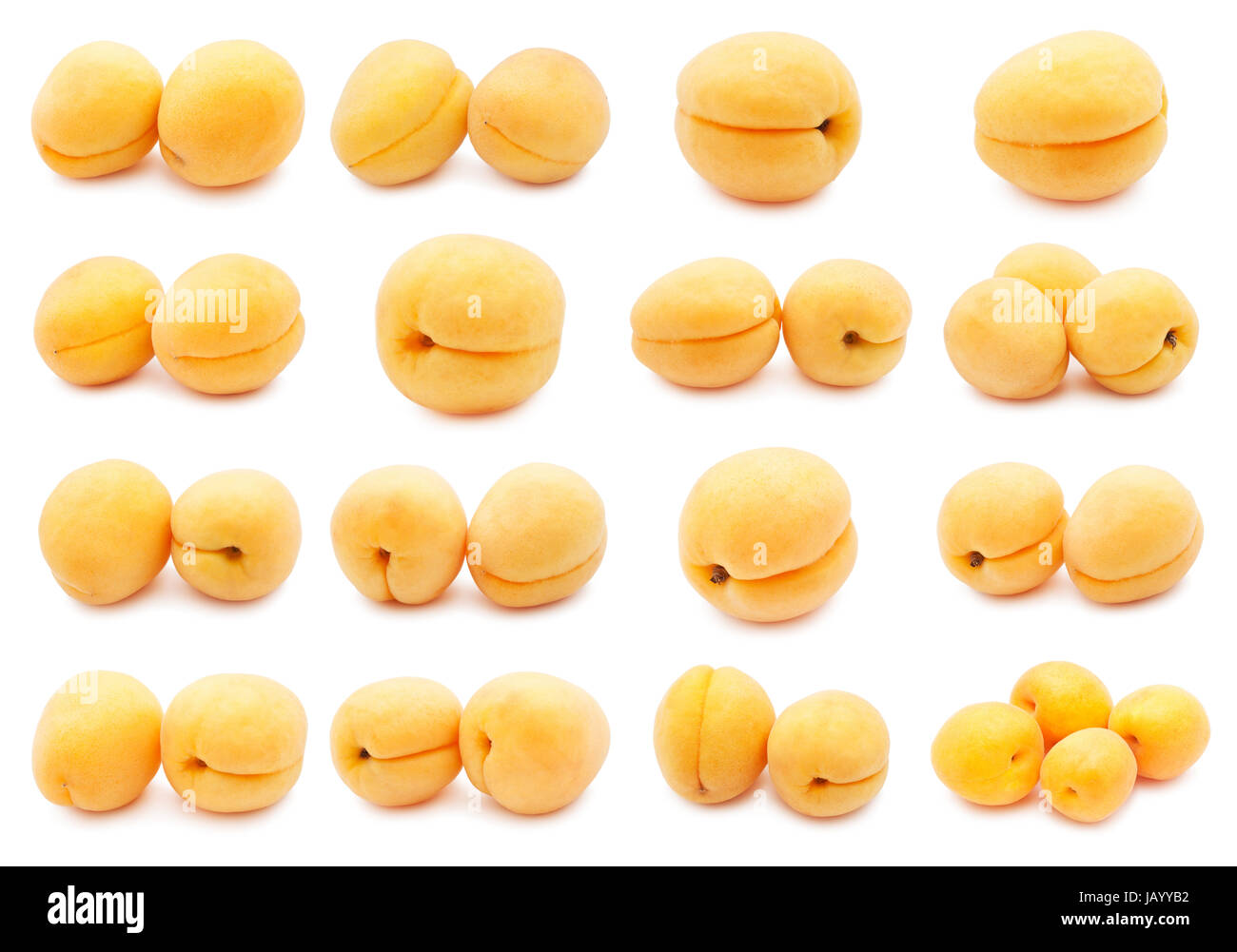 Collection of fresh sweet apricots isolated on white background Stock ...