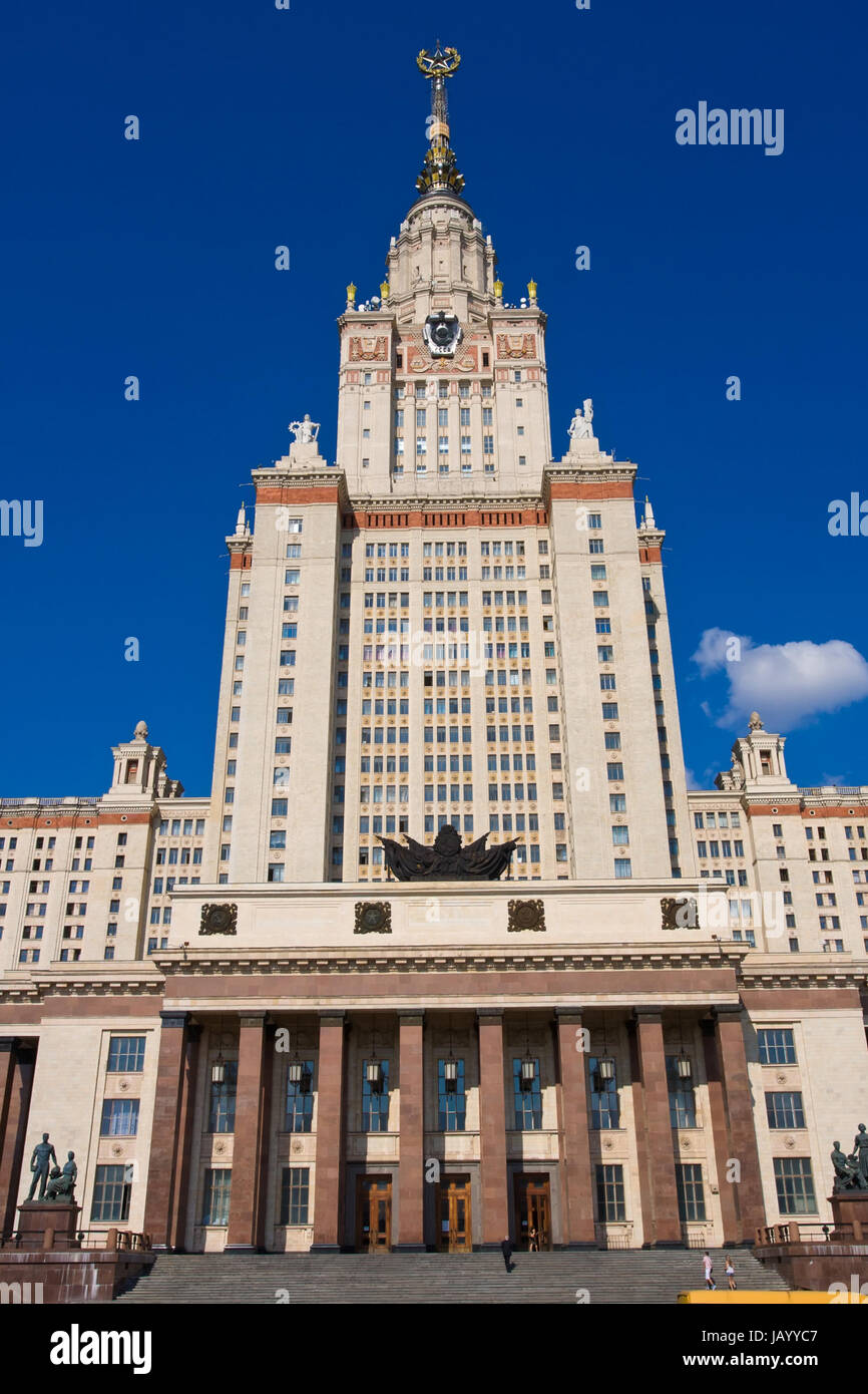 The lomonosov moscow state university main building spire hi-res stock ...