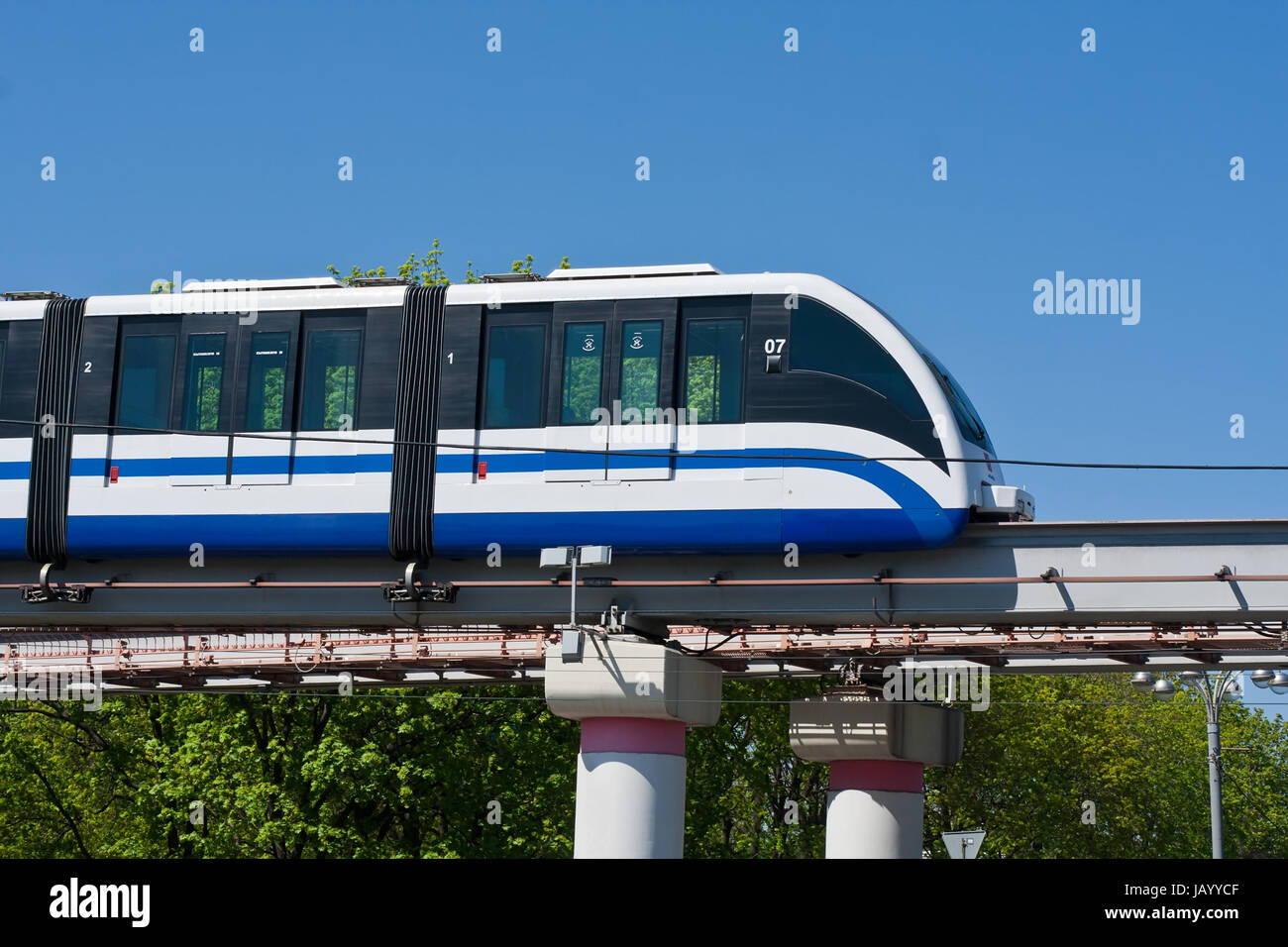 Modern monorail fast train on railway, Moscow, Russia Stock Photo - Alamy