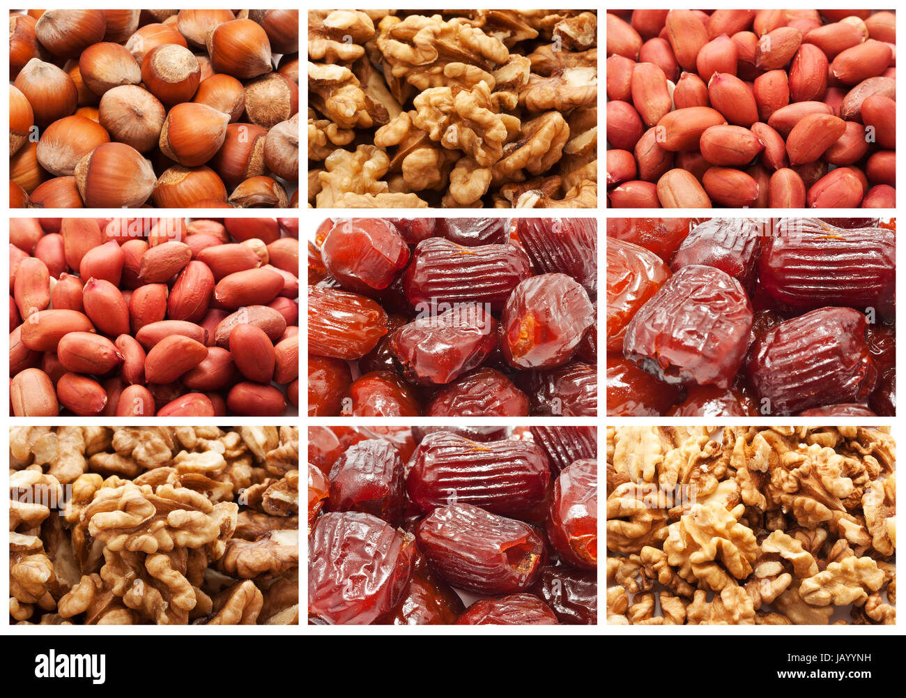 Collection of dried fruits and nuts backgrounds Stock Photo - Alamy