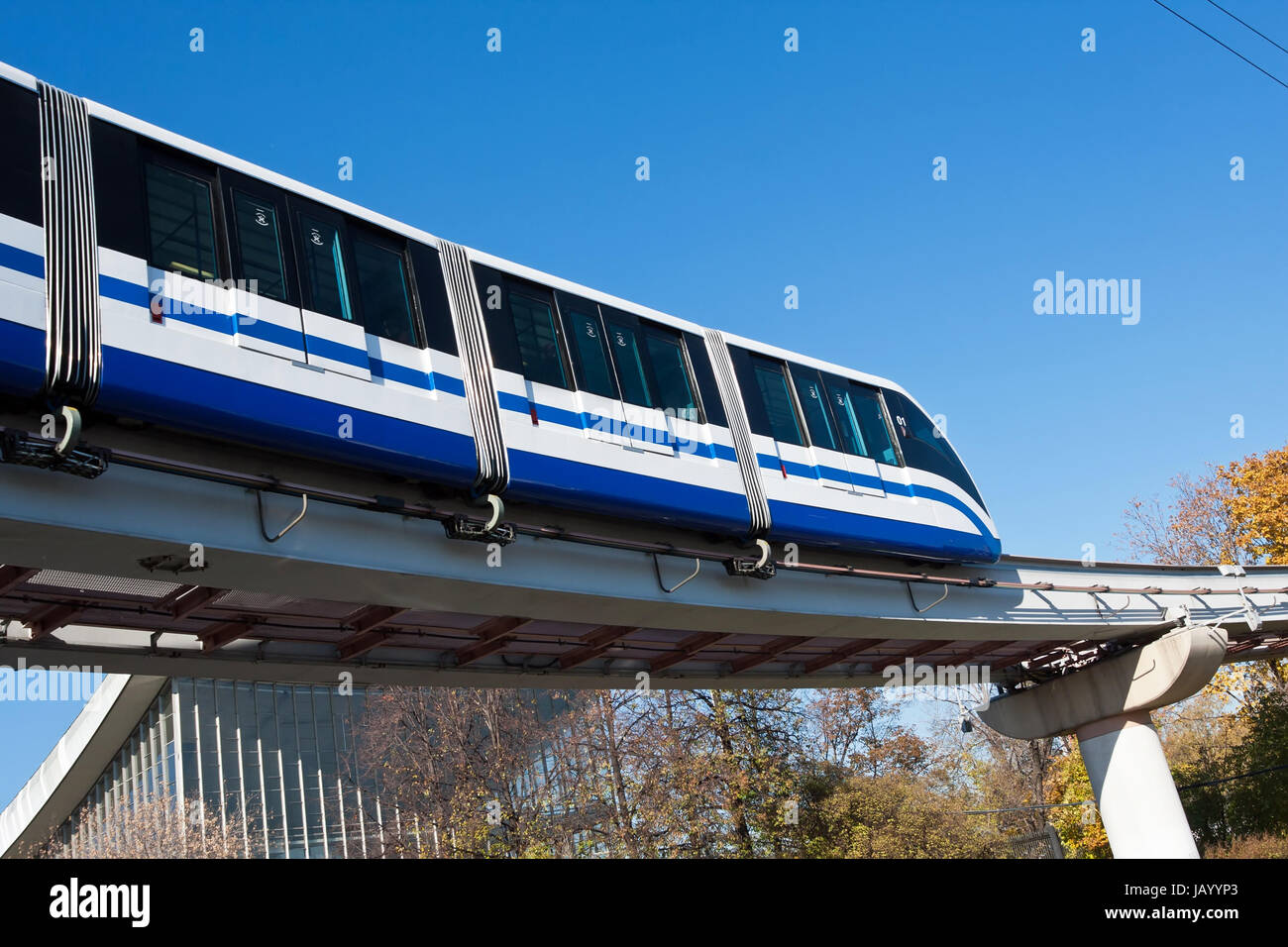 Modern monorail fast train on railway, Moscow, Russia Stock Photo - Alamy
