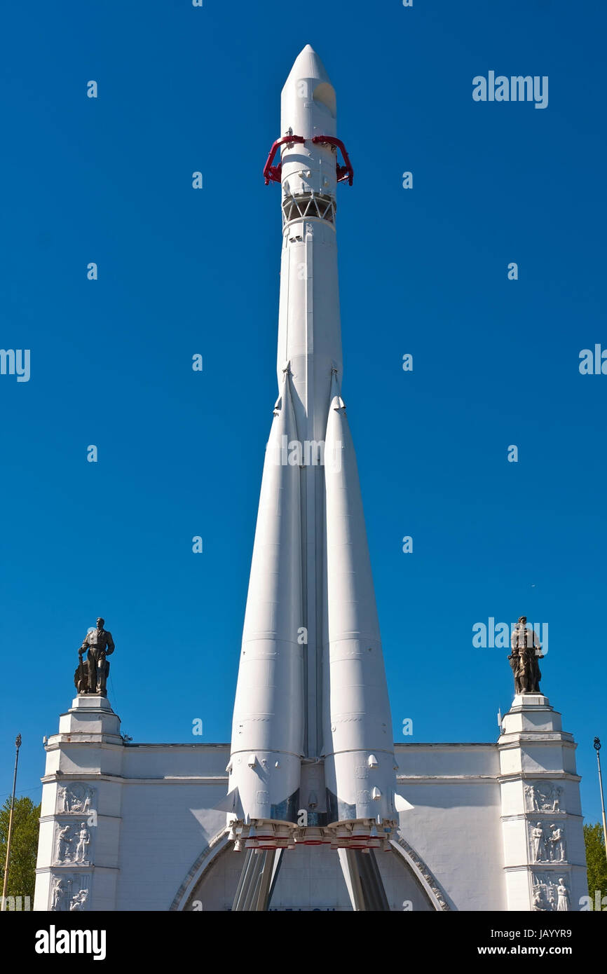 Monument of space rocket Vostok in Moscow, Russia Stock Photo - Alamy