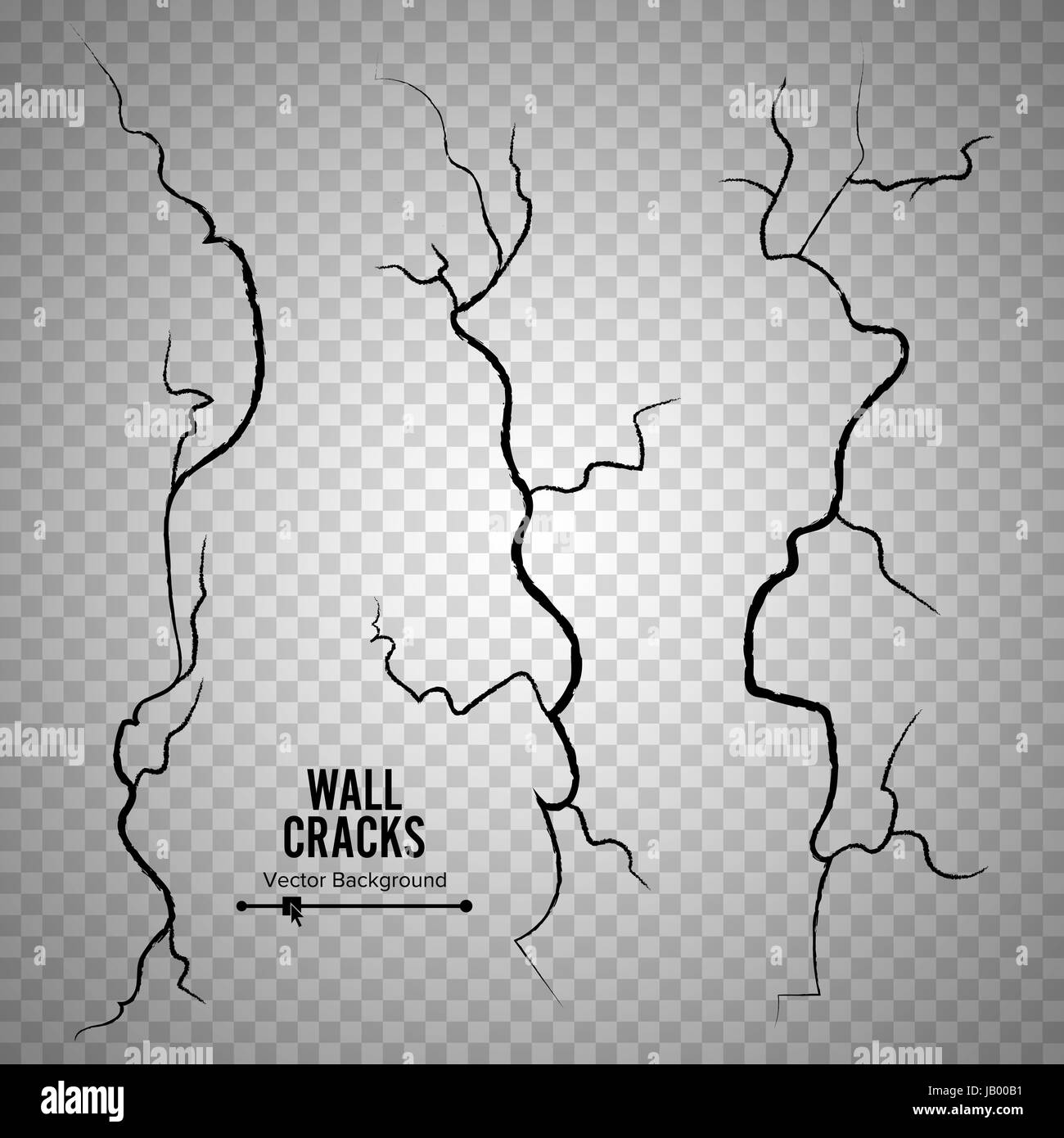 Wall Cracks Vector. Transparent Checkered Background. Rough Effect ...